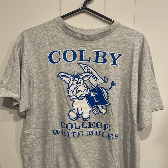Vintage | Shirts | Vintage Colby College White Mules Tshirt | Poshmark